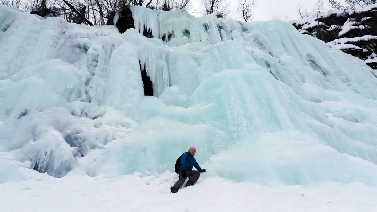 Hiking in the Korouoma Nature Reserve to the Frozen Waterfalls, Finland